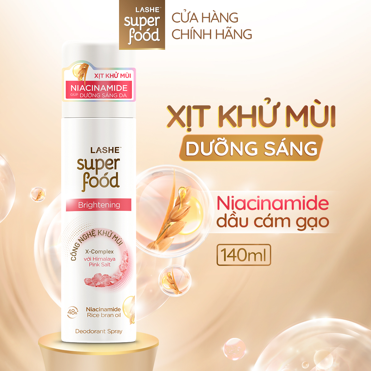 Xịt Khử Mùi LASHE SUPERFOOD Dưỡng Sáng Da / Se Khít Lỗ Chân Lông ...