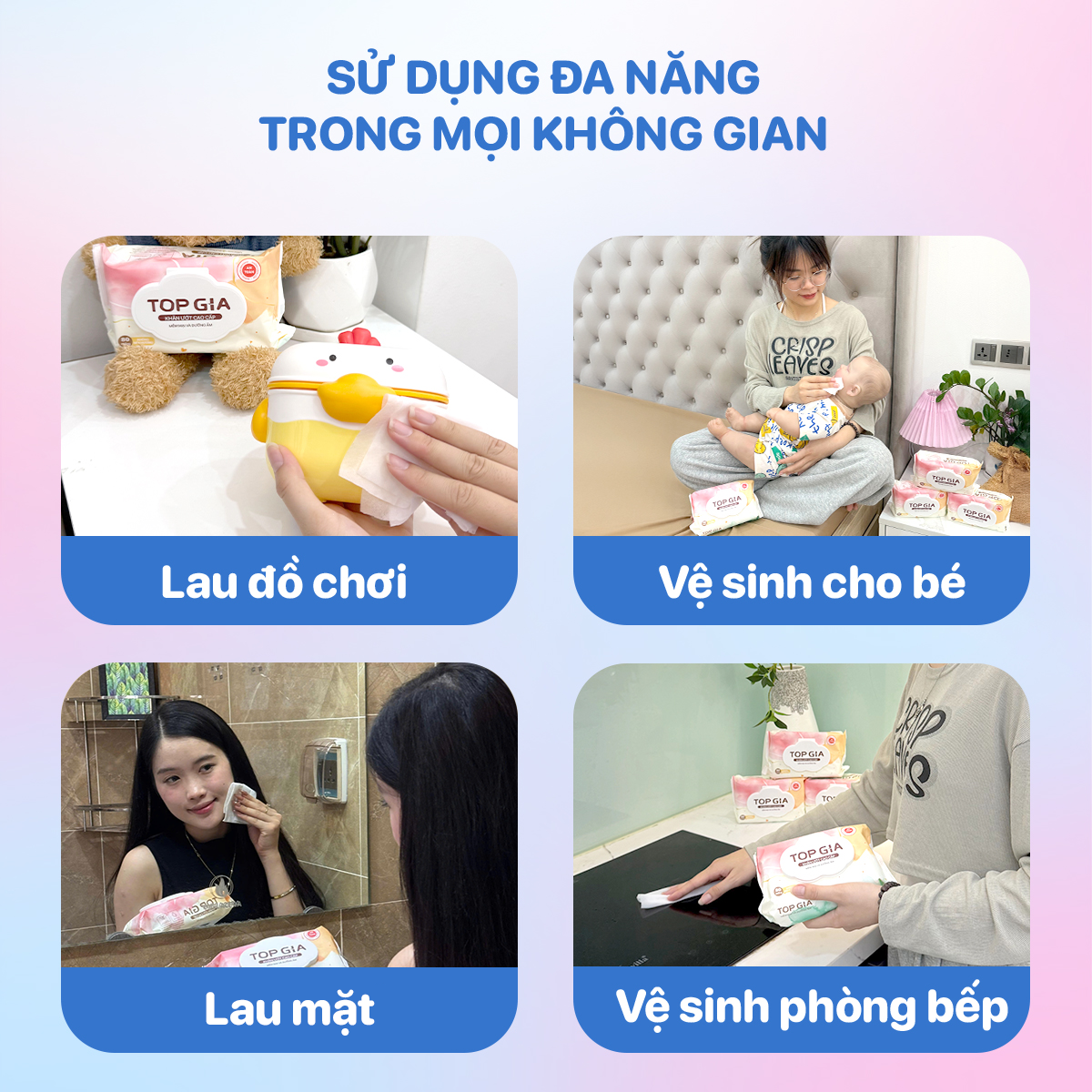 (MUA 6 TẶNG 4) Khăn ướt Topgia 80 tờ không mùi không cồn không parabens cao cấp cho mẹ và bé ...