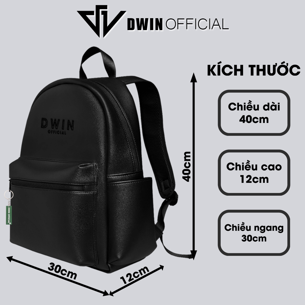 Balo da nam nữ thêu logo Dwin cặp đi học thời trang hàn quốc basic ...