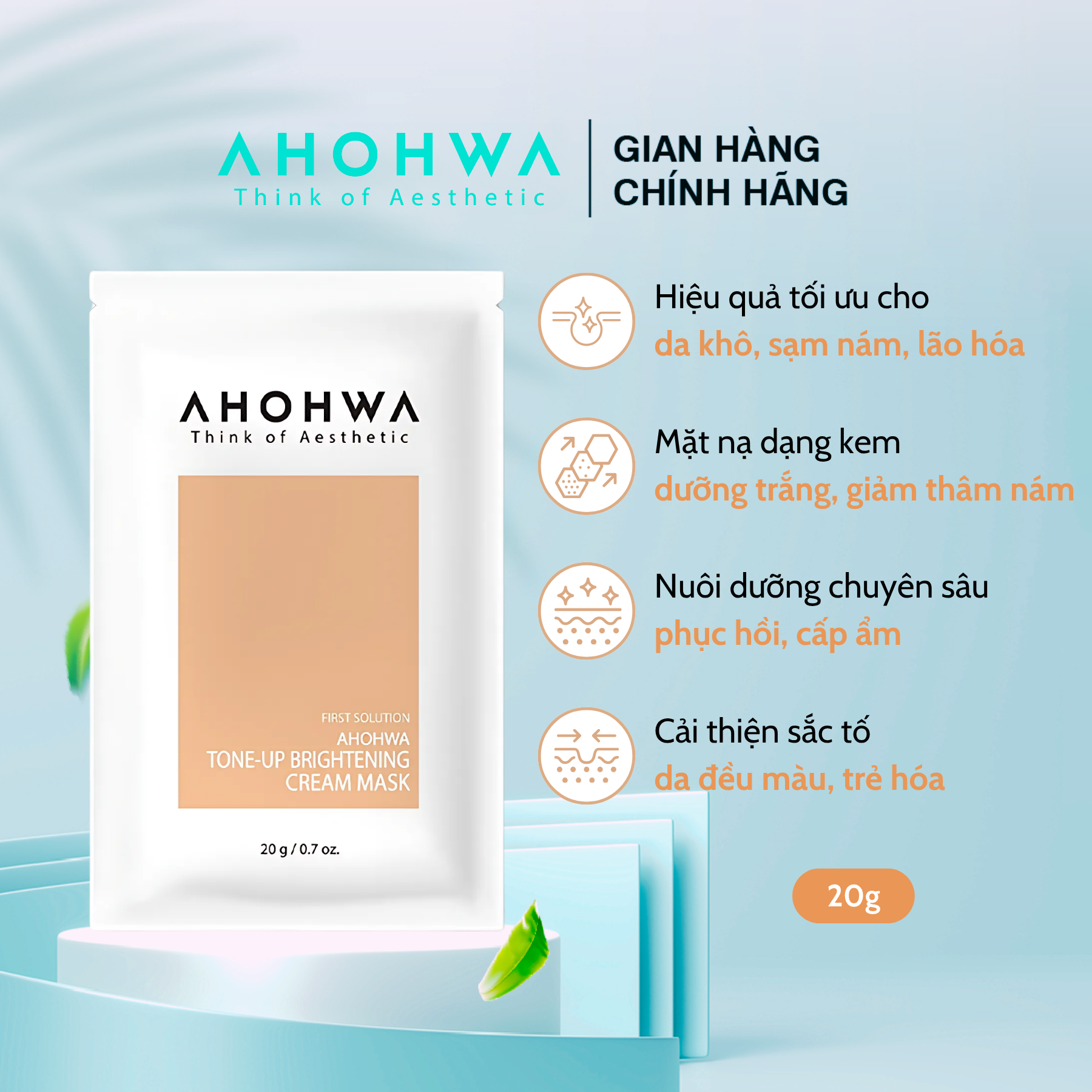 [Sample] Mặt Nạ Ủ Trắng Dạng Kem AHOHWA Tone-Up Brightening Cream Mask ...