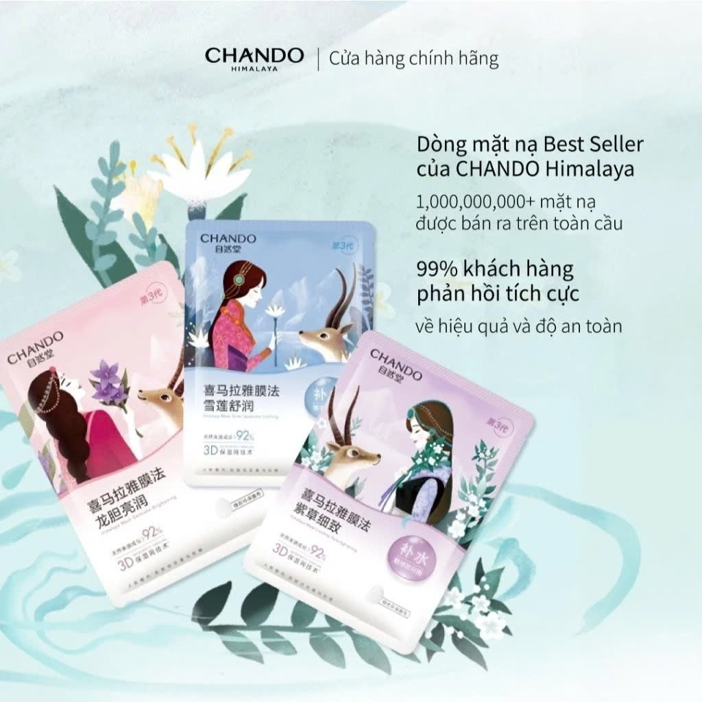 Hộp Mặt Nạ Thảo Dược CHANDO Himalaya 5 miếng x 26ml Chứa Hyaluronic ...