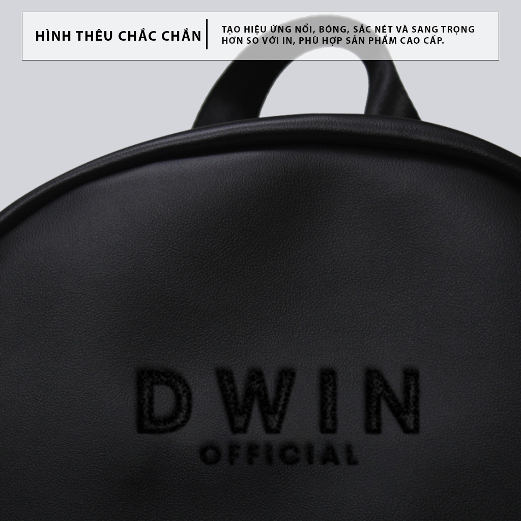 Balo da nam nữ thêu logo Dwin cặp đi học thời trang hàn quốc basic ...
