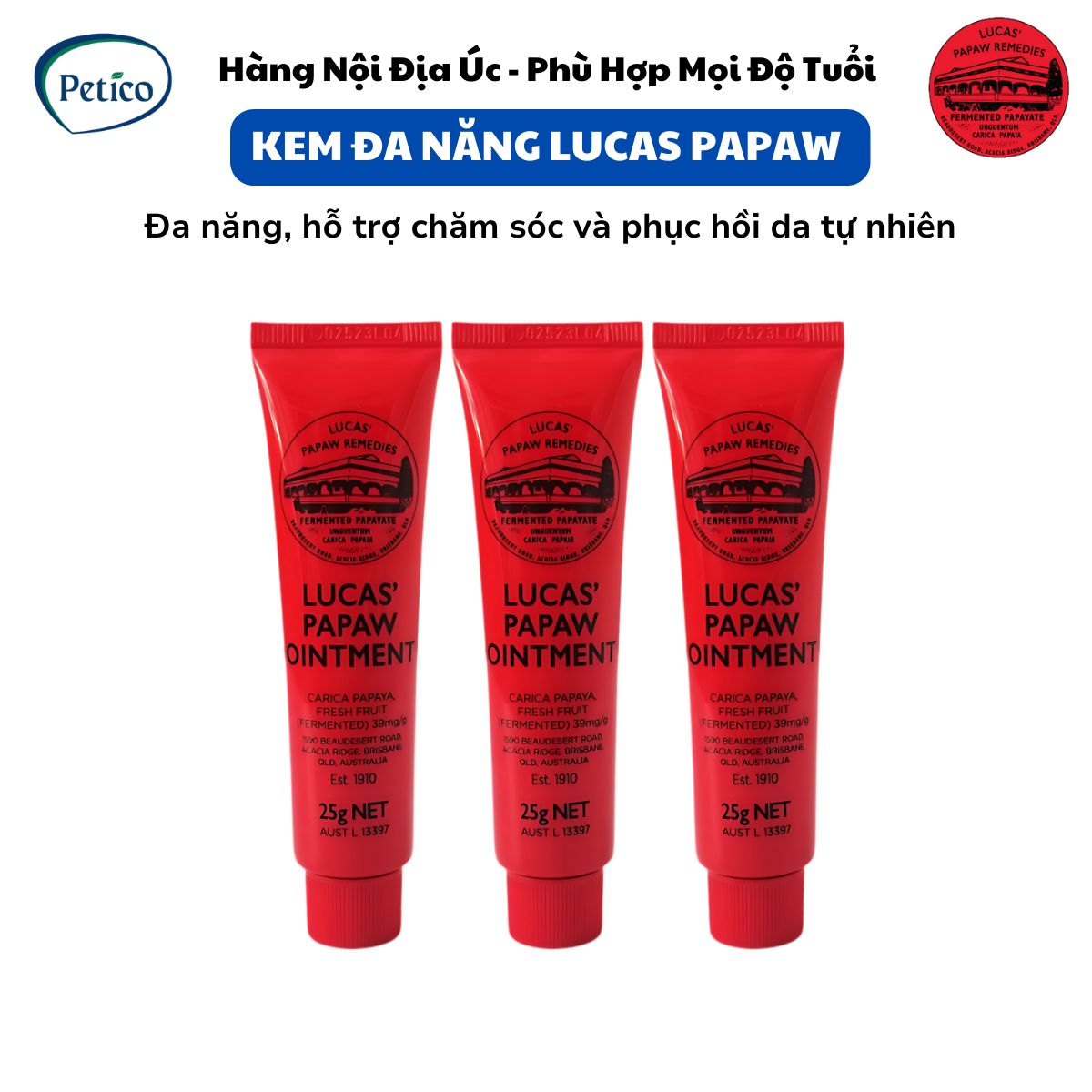 Kem bôi đa năng Lucas Papaw 25g chiết xuất đu đủ giữ ẩm môi, làm dịu da ...