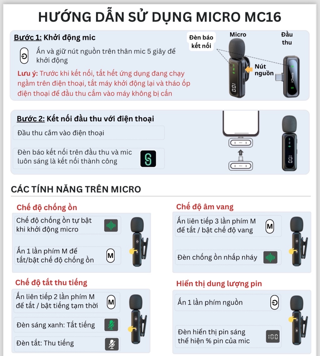 Mic thu âm không dây micro điện thoại cài áo livetream quay video lọc ...
