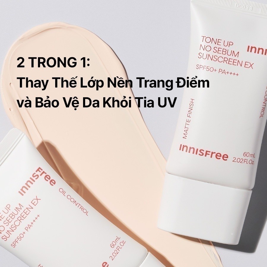 INNISFREE x Kem chống nắng nâng tông kiềm dầu INNISFREE Tone Up No Sebum EX SPF 50+ PA++++ 60 mL ...