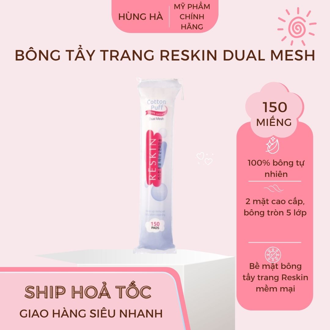 Bông tẩy trang Reskin Dual Mesh, 2 mặt cao cấp, bông tròn 5 lớp, 150 ...