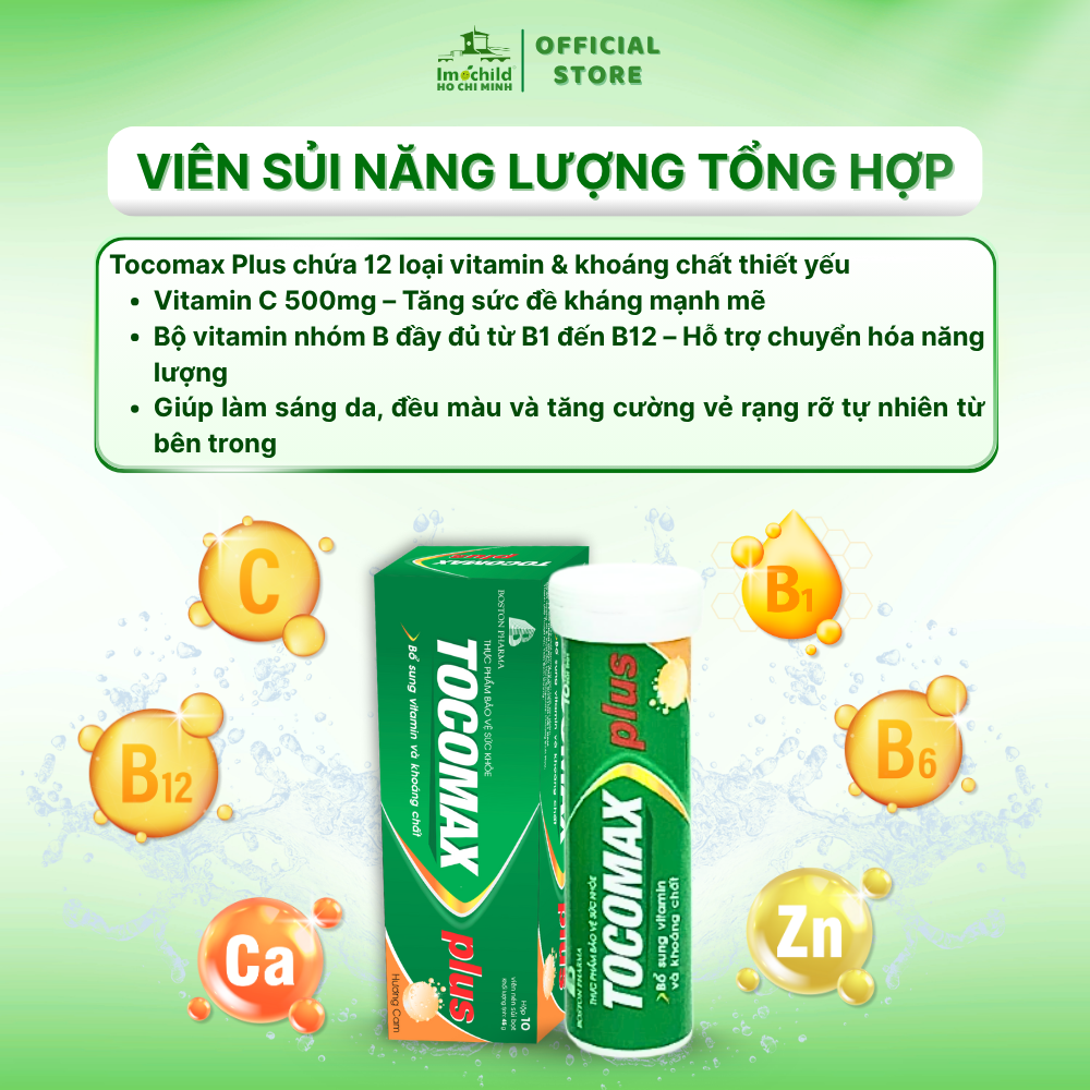[ VITAMIN C MỖI NGÀY] Viên Sủi Tocomax Plus Boston Pharma Bổ Sung Multi ...