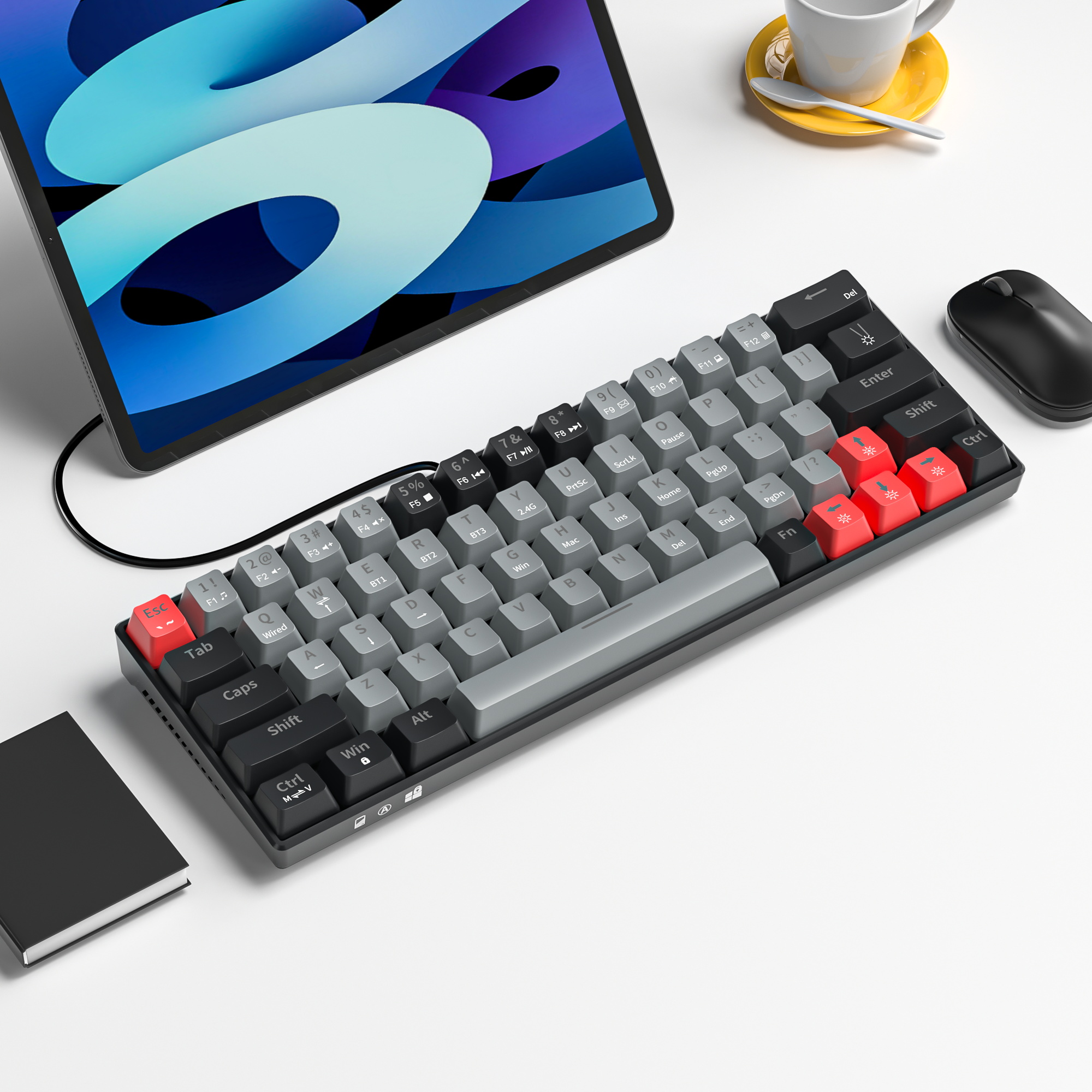 Combo Bàn Phím Atas ZA641 V2 và Chuột F20 - Red switch Có Hotswap - Pin ...