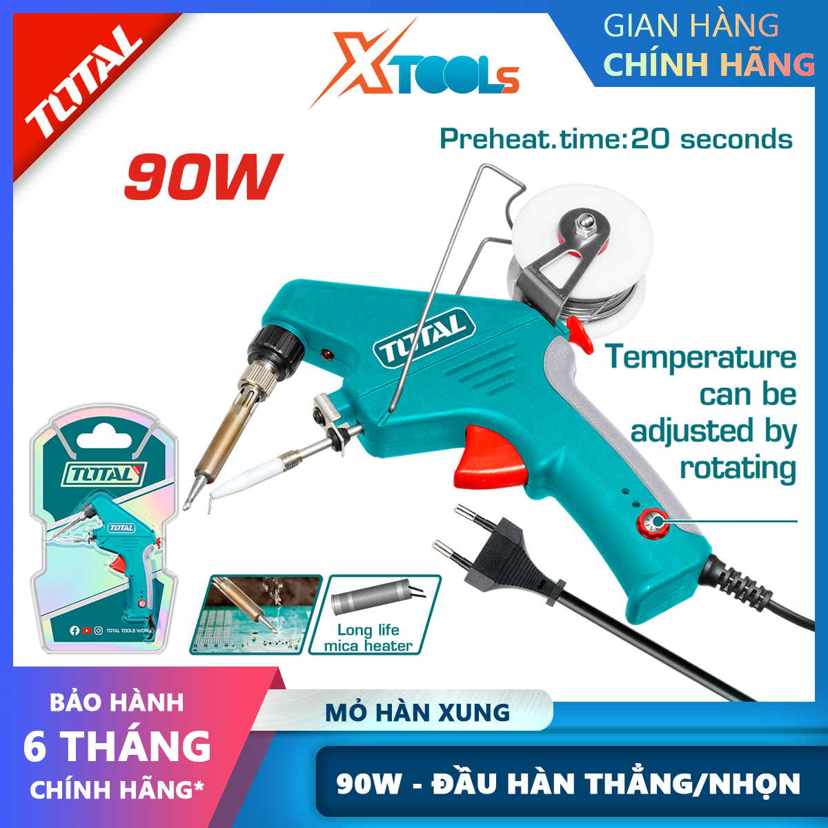 Mỏ hàn chì dùng điện TOTAL TET1406 máy hàn chì 40W, 50/T sửa chữa điện tử, hàn linh kiện, chế ...