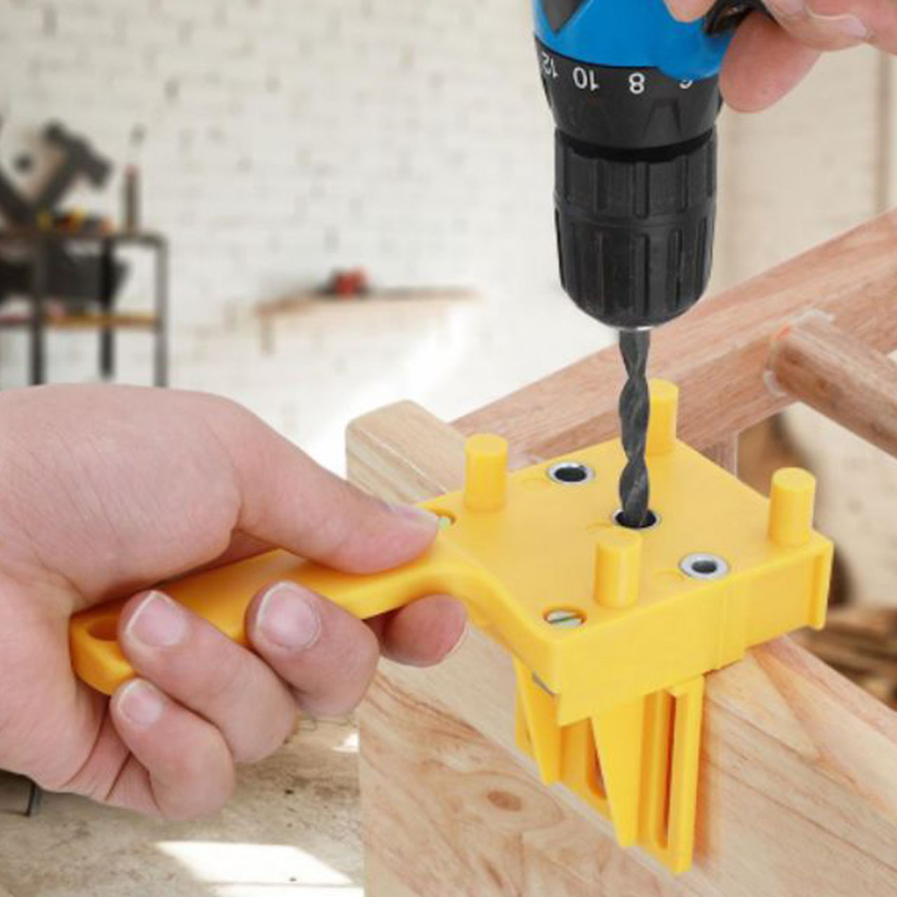 Cữ khoan chốt gỗ, Bộ dưỡng khoan mộng gỗ thẳng mép tấm cầm tay 6-8-10mm DIY 42 chi tiết kèm mộng ...