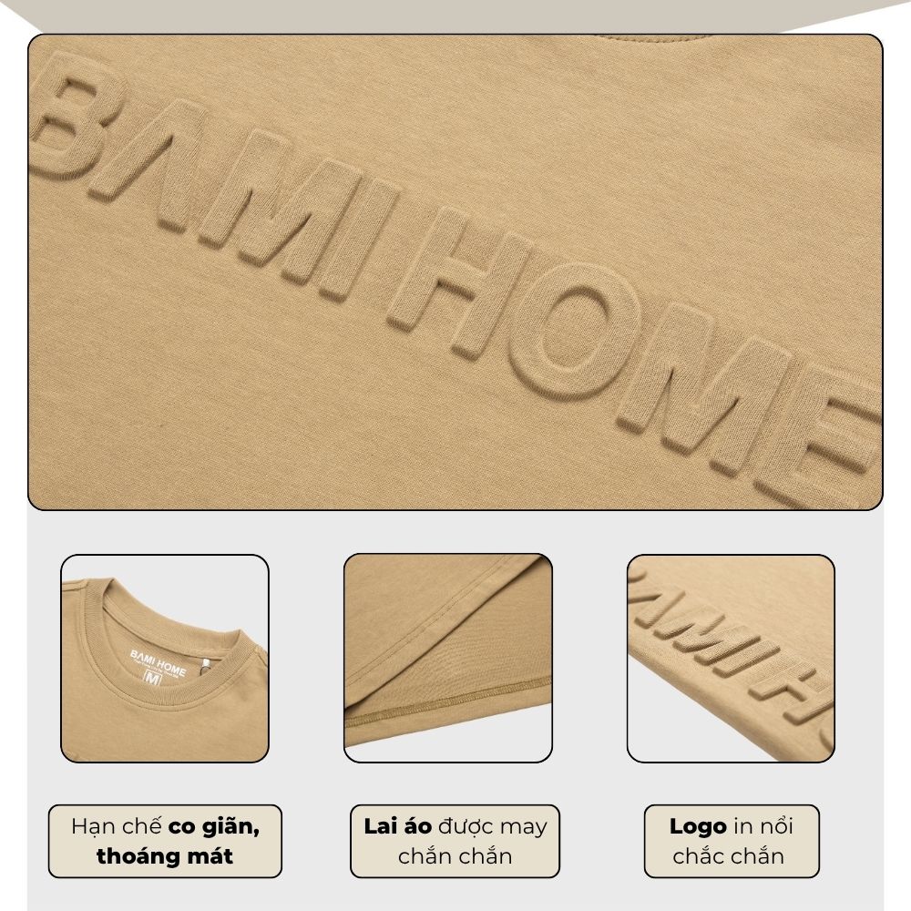 [GIẢM 50%] Áo thun nam nữ unisex BAMI HOME, form rộng oversize, thoáng mát, co giãn tốt, thoải ...