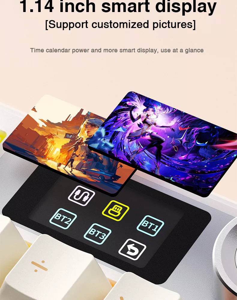 Bàn Phím Cơ Không Dây AULA F108 pro - 3 mode - Mạch Xuôi - Màn hình TFT ...