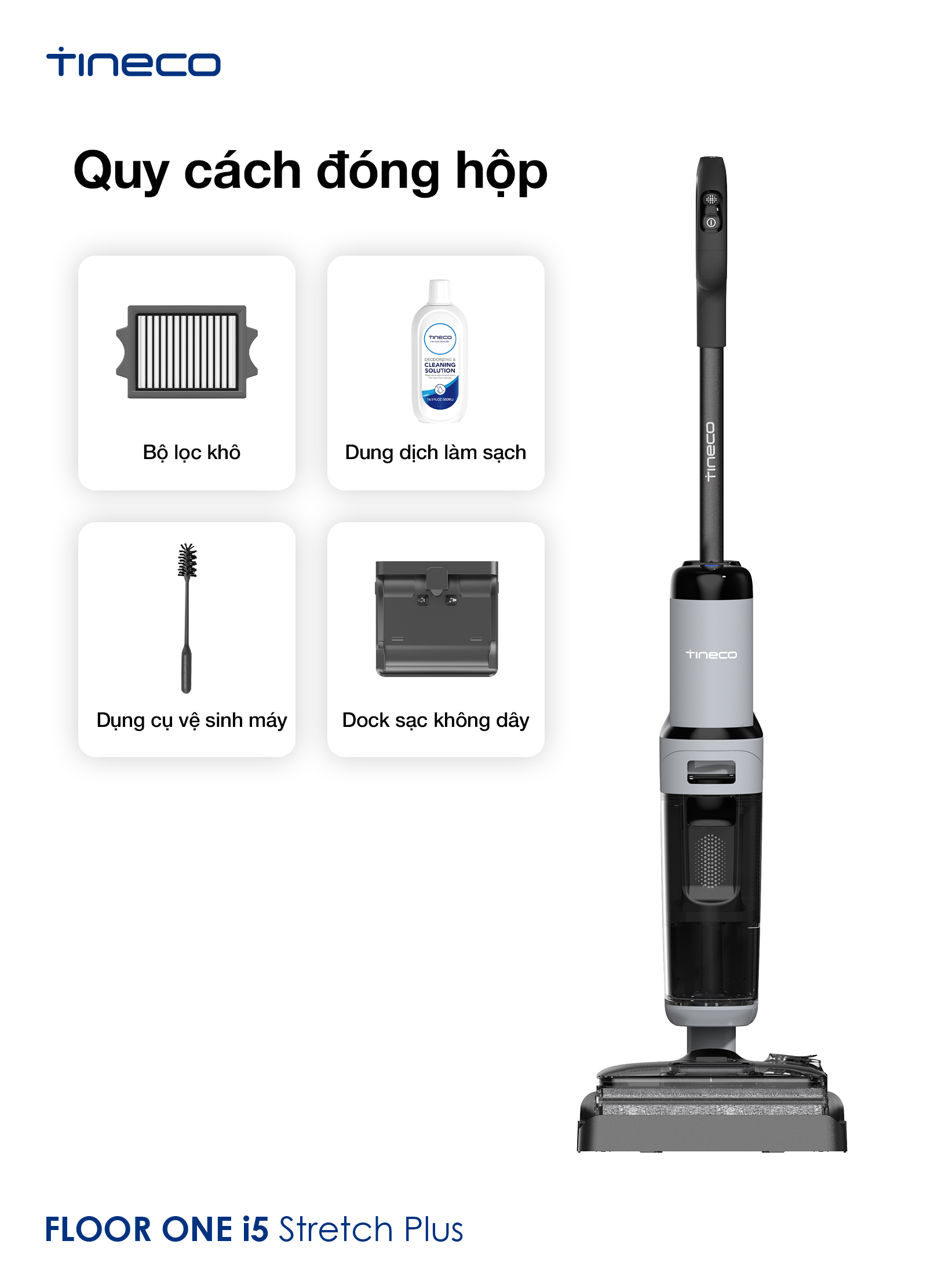 Máy hút bụi lau sàn Tineco Floor One i5 Stretch Plus-Lực hút 20000Pa-Ngả phẳng 180º-sử dụng tối ...