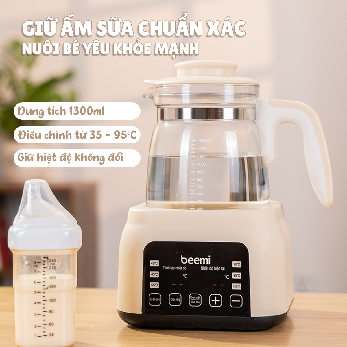 Ấm Đun Nước Pha Sữa Beemi Khử Clo Giữ Nhiệt 48h Máy Hâm Sữa, Tiệt Trùng ...