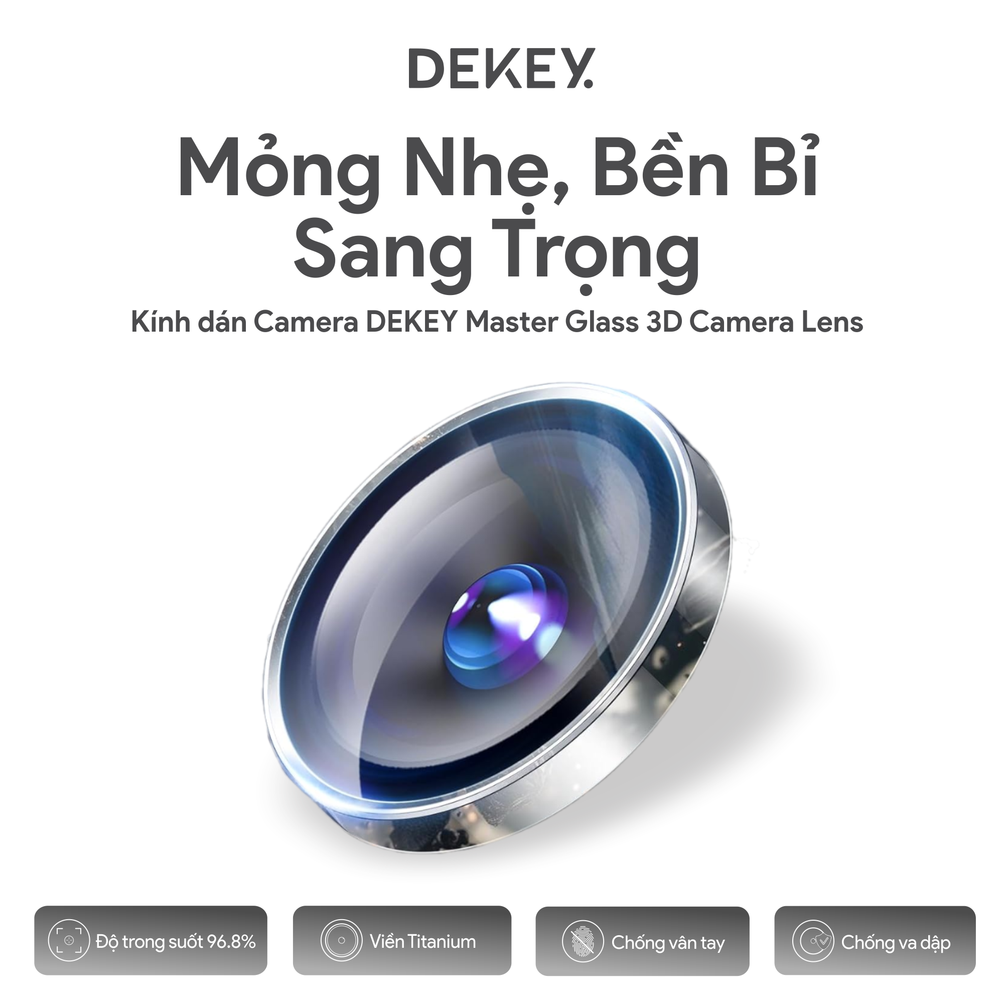 Bảo Vệ Camera 9H Titanium – DEKEY Master Glass 3D Camera Lens Premium ...