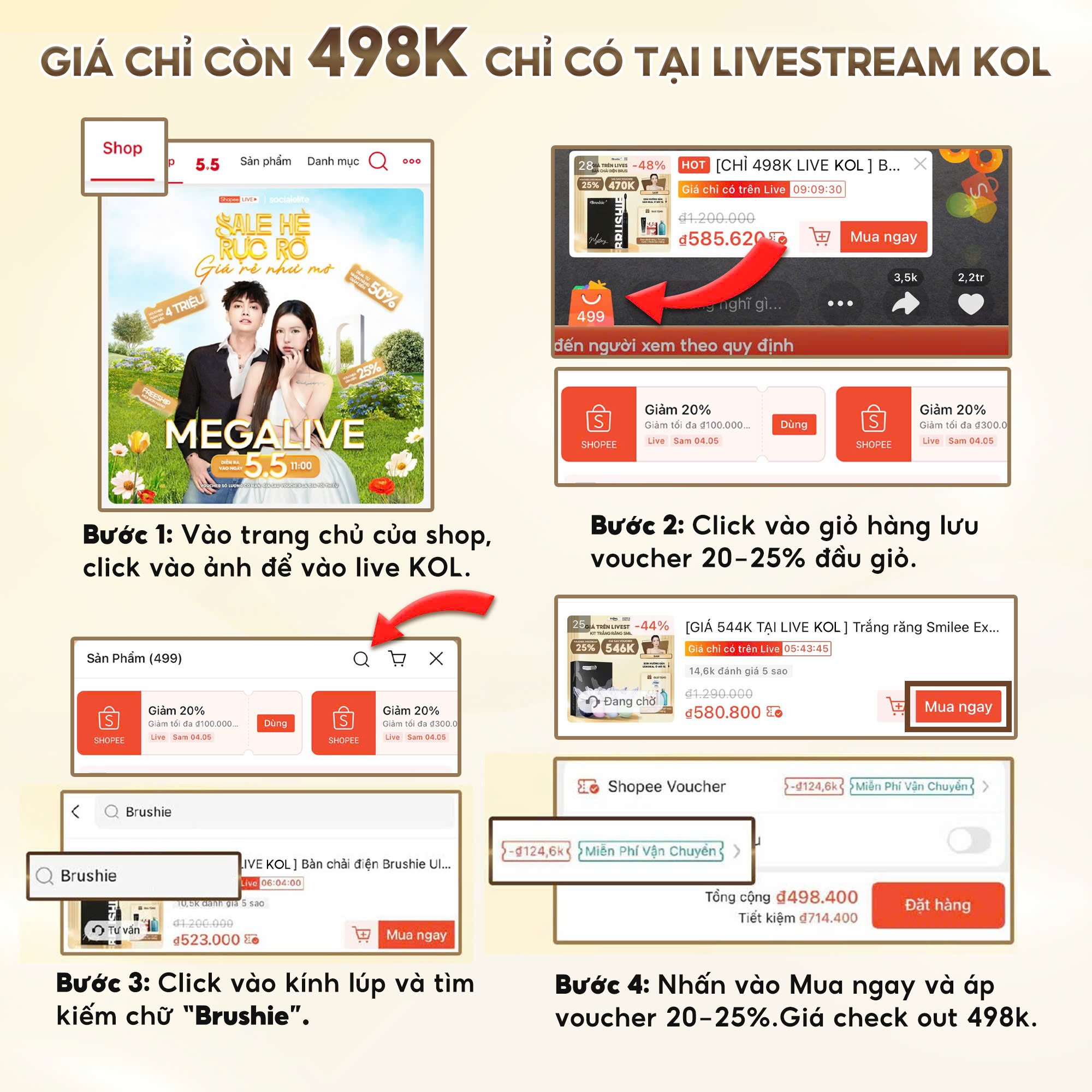 [GIÁ 558K TẠI LIVE SHOP] Bàn chải điện Brushie Ultra Plus làm sạch x10 lần, tích hợp đầu rửa mặt ...