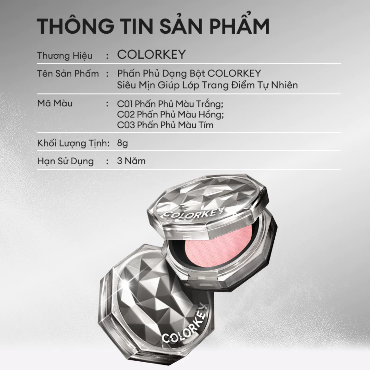 Phấn Phủ Colorkey Lasting Naturally Powder Dạng Bột 8g Siêu Mịn Giúp ...