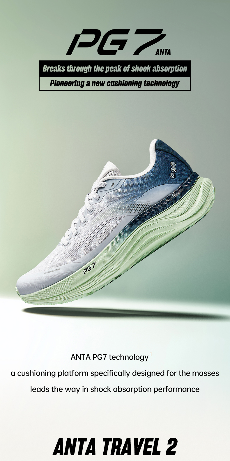 [3-10KM+] ANTA PG 7 Travel 2 Giày chạy bộ nam Giảm xóc Thiết kế đế chống trơn trượt, thoáng khí ...