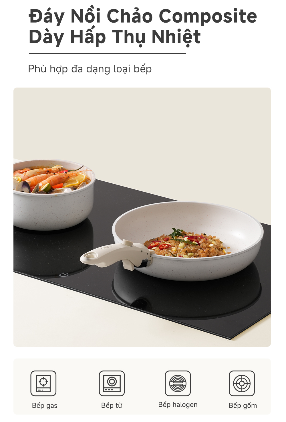 INSSA Bộ Nồi Chảo Chống Dính 3 Món Tay Cầm Tháo Rời 18cm/20cm/26cm GUOJ038 - Bảo Hành 1 Năm ...