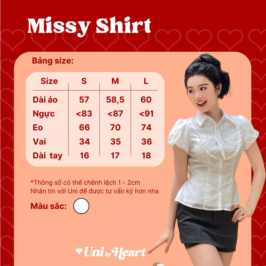 Áo sơ mi ngắn tay dáng ôm Missy Shirt SMI041 cổ bèo, áo 2 lớp, dây buộc ...