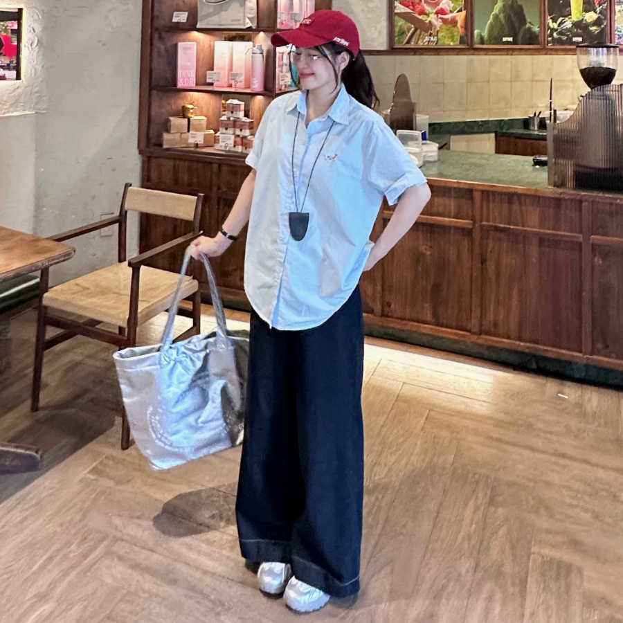 ÁO SƠ MI TAY NGẮN FORM RỘNG CHẤT VẢI FORD ĐŨI HÀN MỊN - MYSUN - 10866 - JEMCLOSET | Shopee Việt Nam