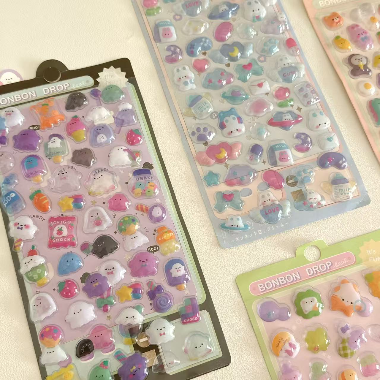 ẢNH THẬT COMBO 4 TẤM Sticker nổi 3D Bubble BonBon/ Charm dán 3D/ Diy 3D ...