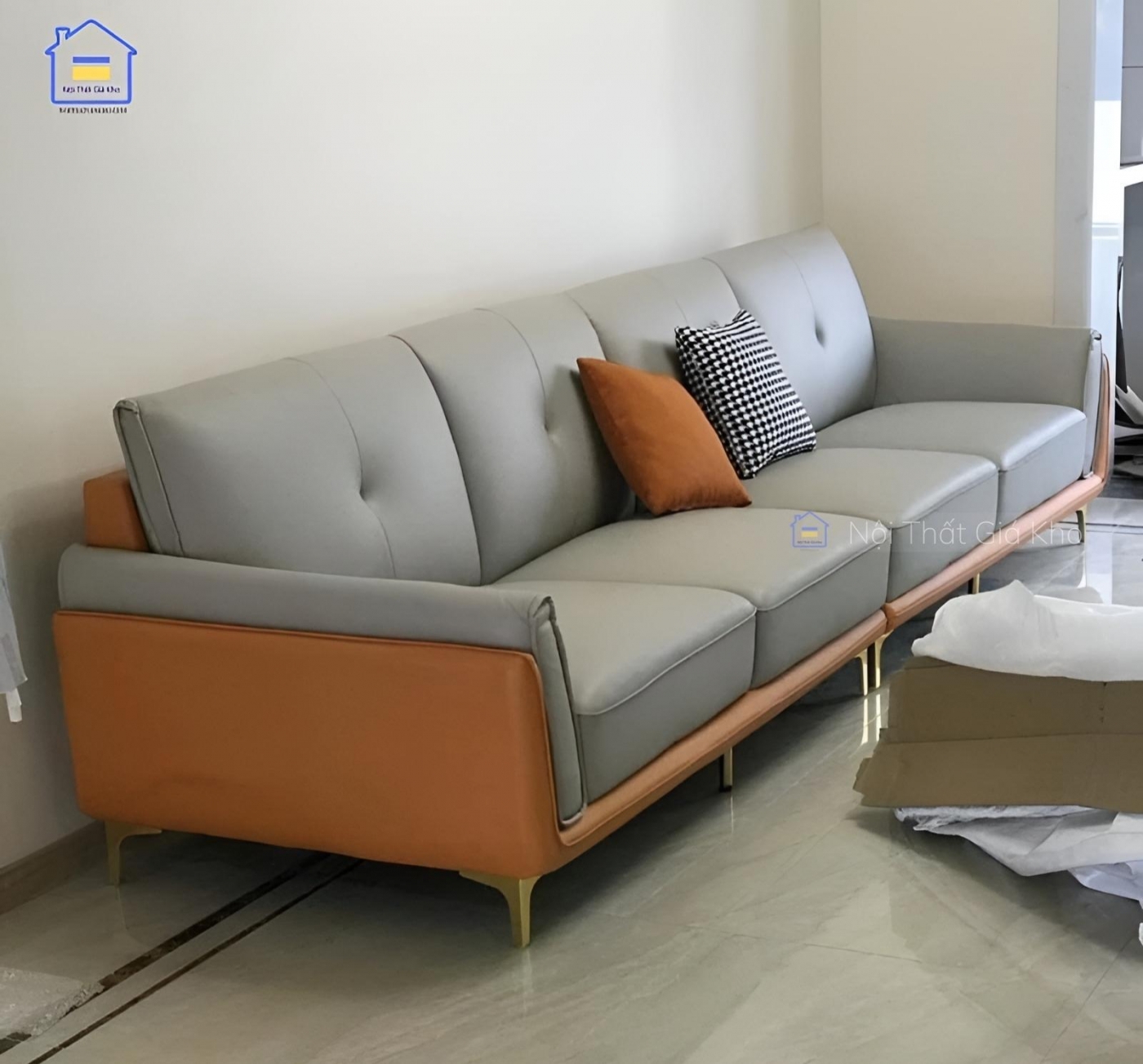Sofa Da Adora 3 Chỗ Cao Cấp Chân Inox Mạ Vàng – Thiết Kế Hiện Đại, Sang ...