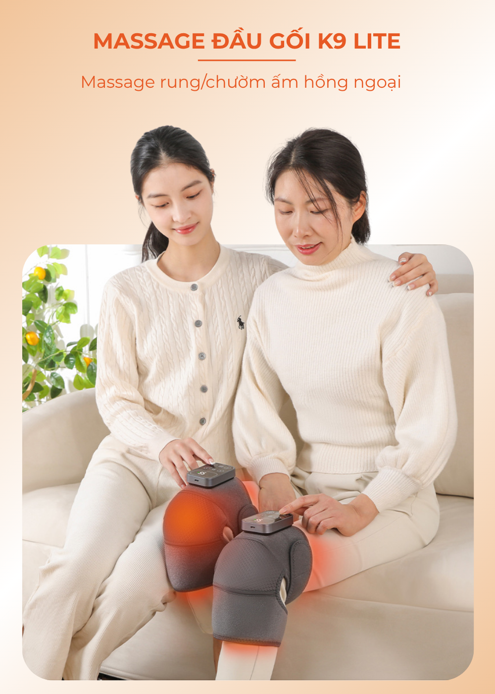 Máy massage đầu gối K9 Lite rung kết hợp chườm ấm hồng ngoại, massage ...