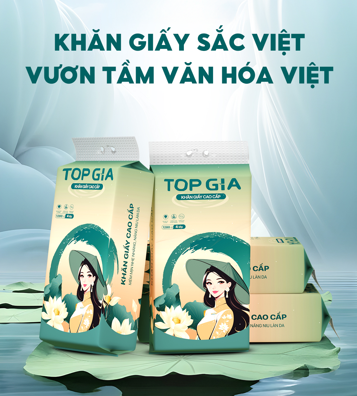 Khăn giấy rút treo tường TopGia Sắc Việt 1280 tờ, giấy vệ sinh dành cho gia đình Việt, tặng móc ...
