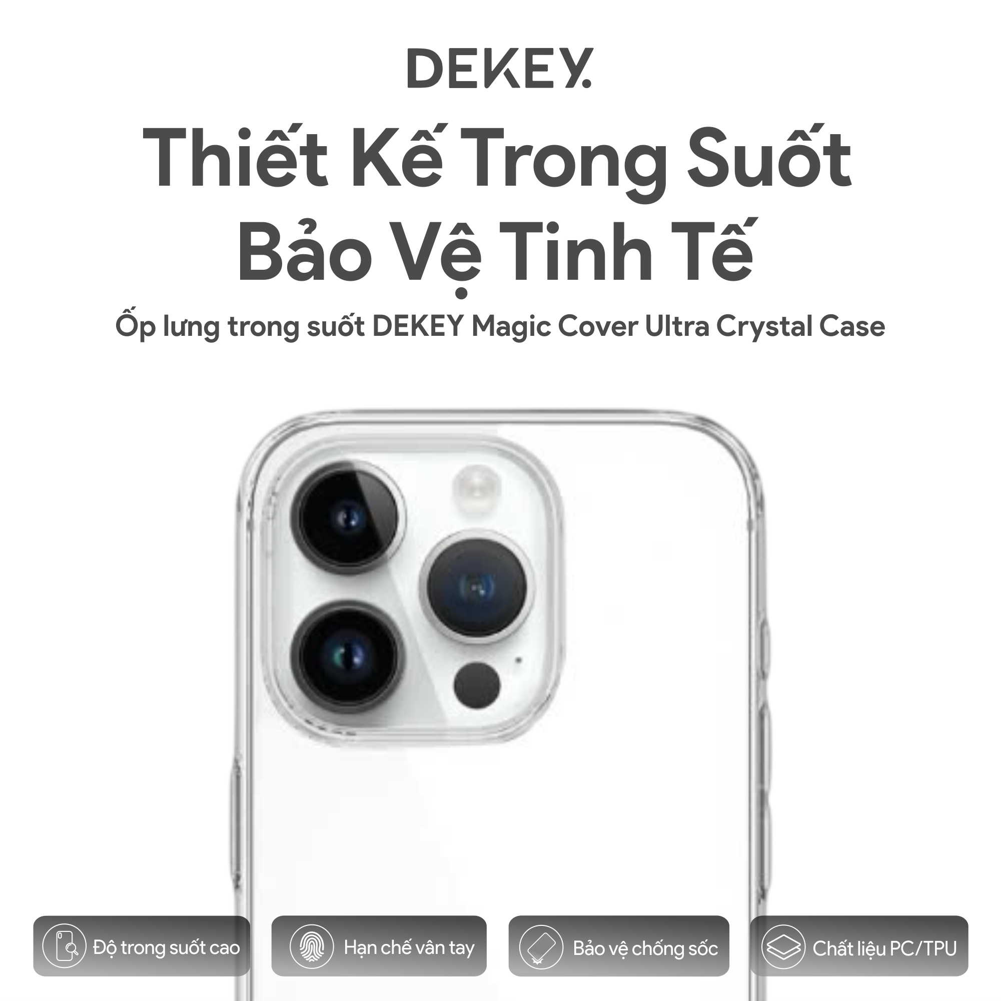 Ốp Lưng DEKEY Magic Cover Ultra Crystal Chống Sốc Cho 15/16 Pro Max ...
