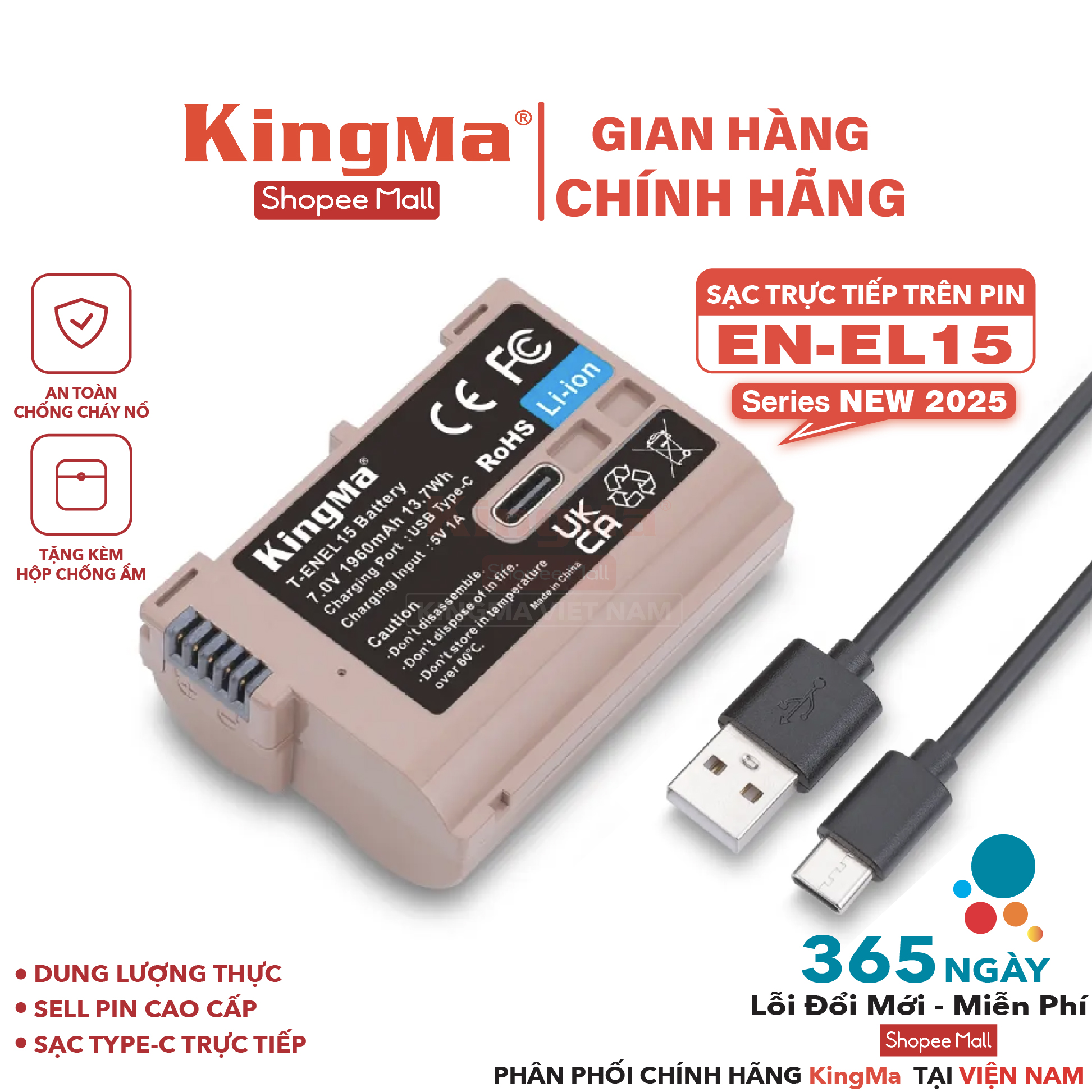 Pin KingMa EN-EL15 . Phiên Bản 1960mAh Sạc Trực Tiếp Trên Pin Type-C ...
