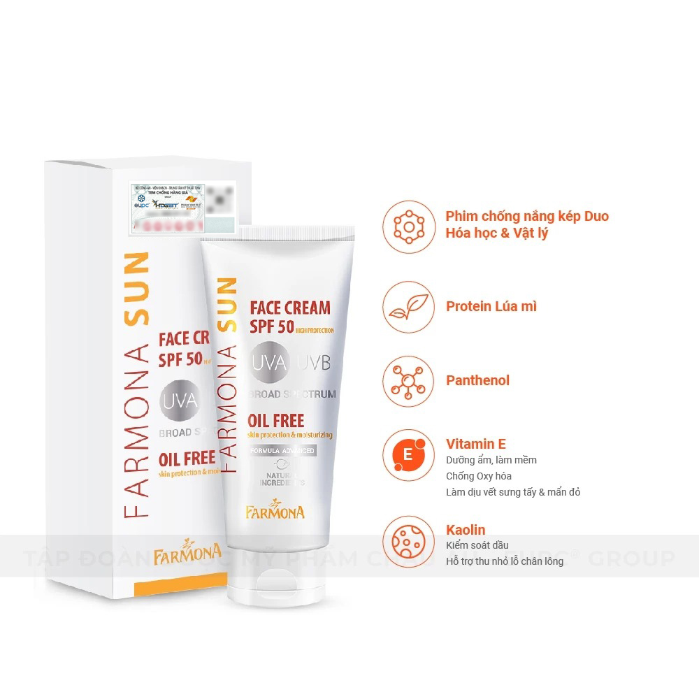 Kem Chống Nắng Farmona Sun Face Cream Oil Free Spf50 Cho Da Dầu Mụn ...