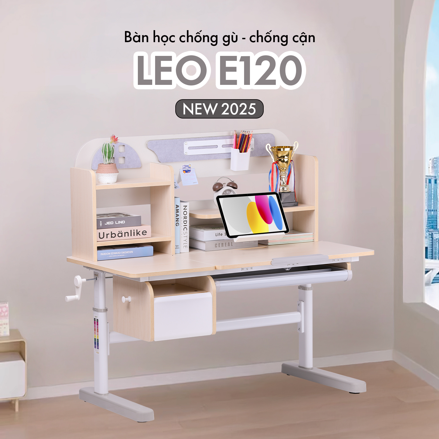 [Mới 2025 - Voucher 600K] Bộ Bàn Học Thông Minh DERGO LEO E120 Bàn Học Cho Bé 3-18 Tuổi - Có giá ...