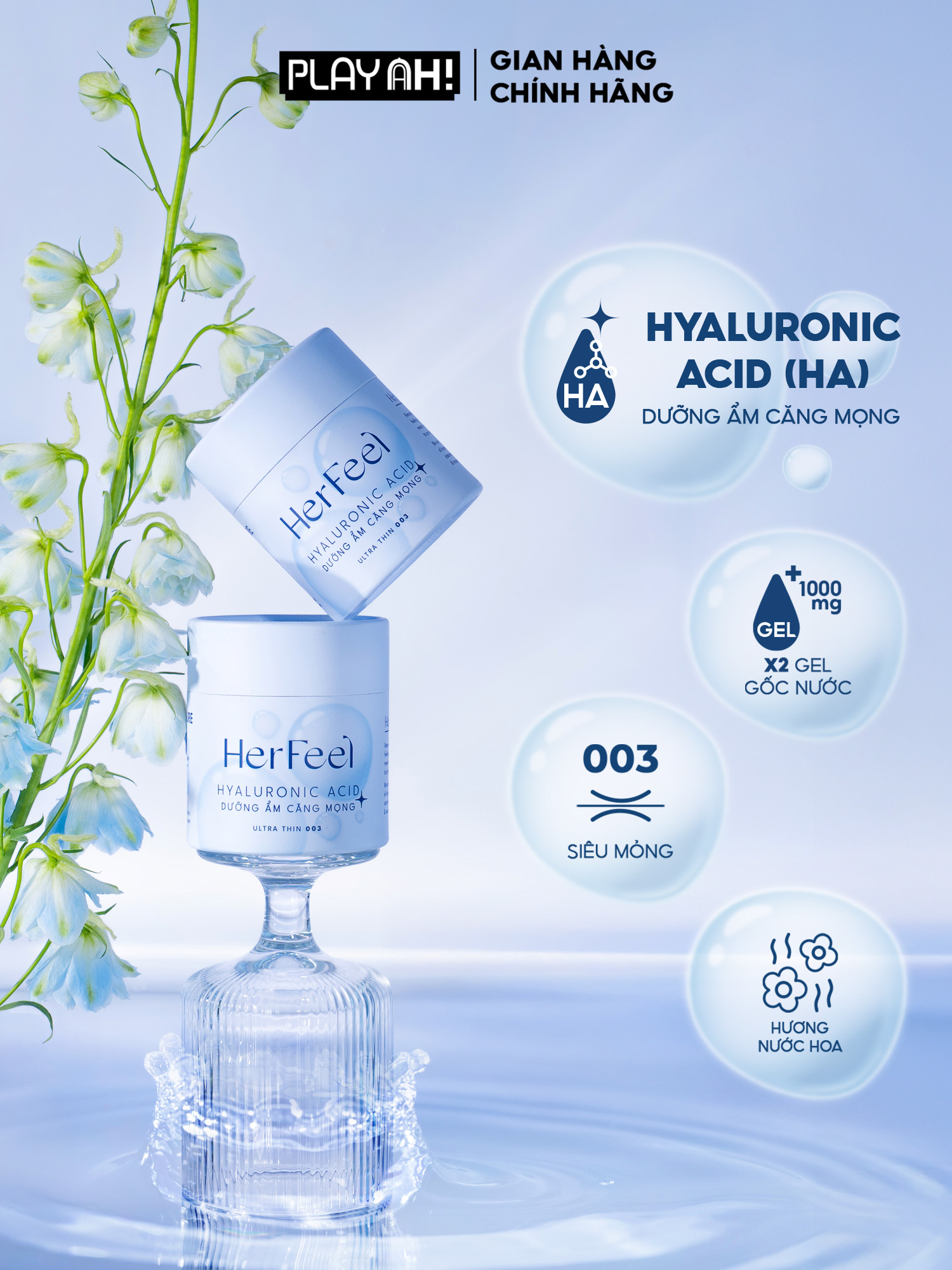 Bao cao su dưỡng ẩm Her Feel HA Hộp 3/10 Gấp đôi gel cao cấp | Shopee ...