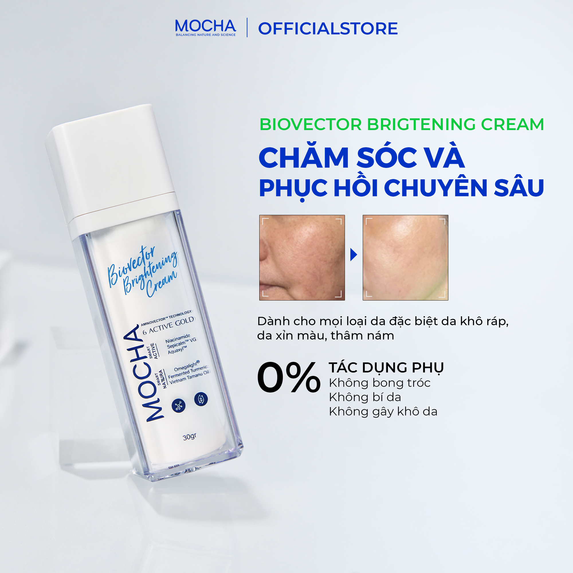 [MOCHA] Kem Dưỡng Trắng Phục Hồi Cấp Ẩm Mocha Biovector 6 Active, Cho ...