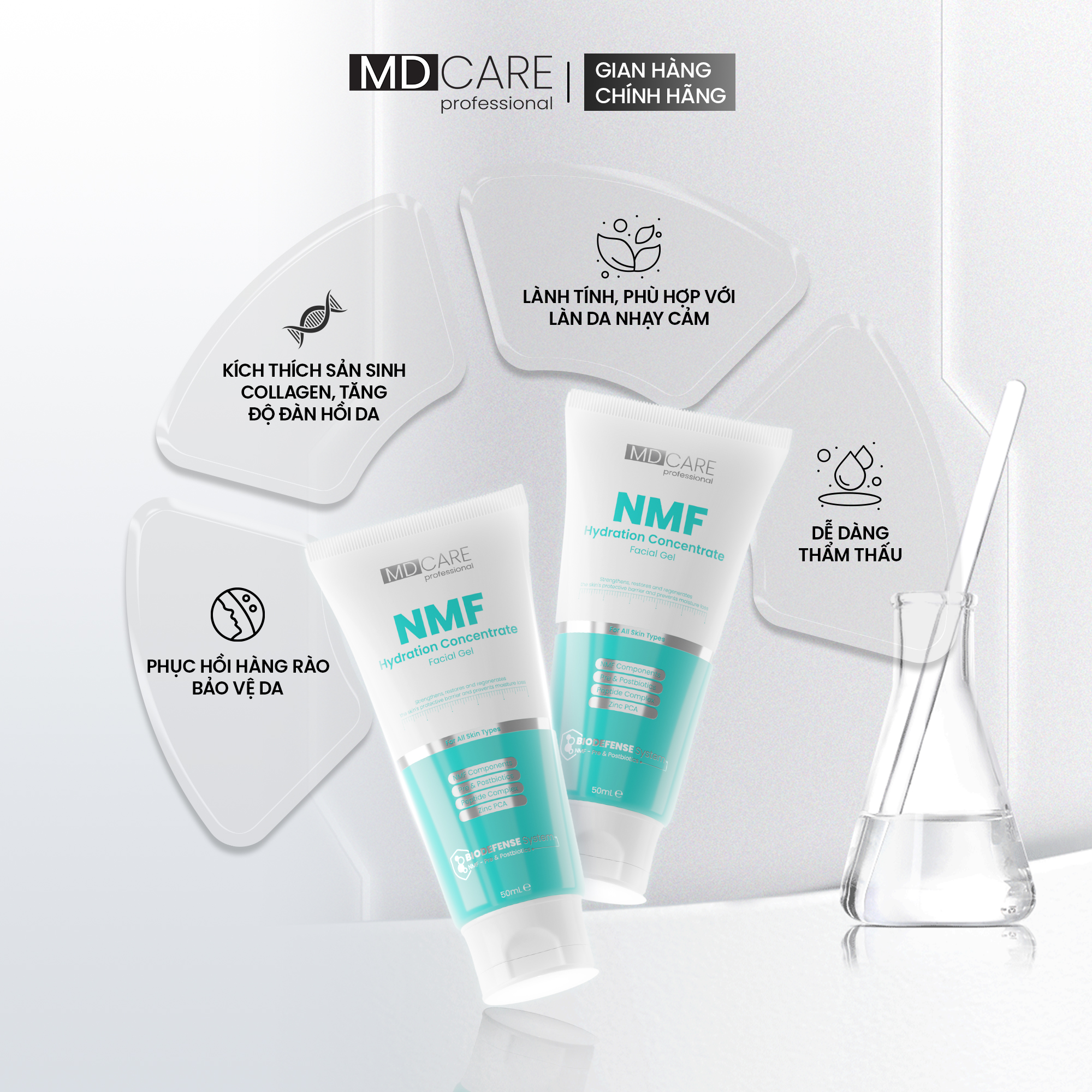 [CHÍNH HÃNG] Gel Kiểm Soát Dầu, Tái Tạo Và Phục Hồi Hàng Rào Bảo Vệ Da MD CARE NMF Hydration ...