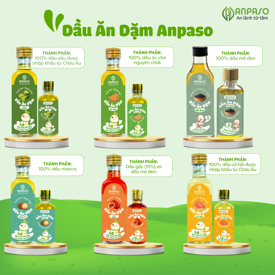 (QT) Dầu Ăn Dặm Cho Bé Anpaso 50ml và 100ml- Dầu chiên xào 100ml ...