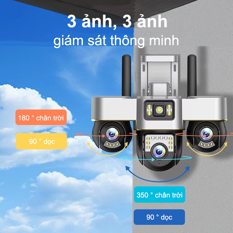 Dosen Camera Wifi 3 ống kính SC30 sát Ngoài Trời Không Dây Ip66 Thông ...