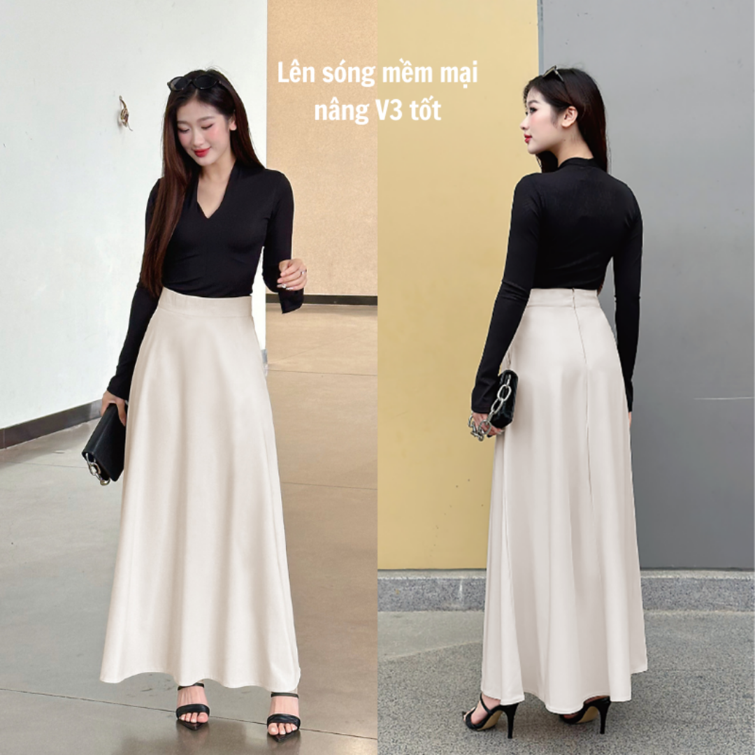 Chân váy dài chữ A dáng suông Mely Fashion công sở midi dài 90cm 96cm ...