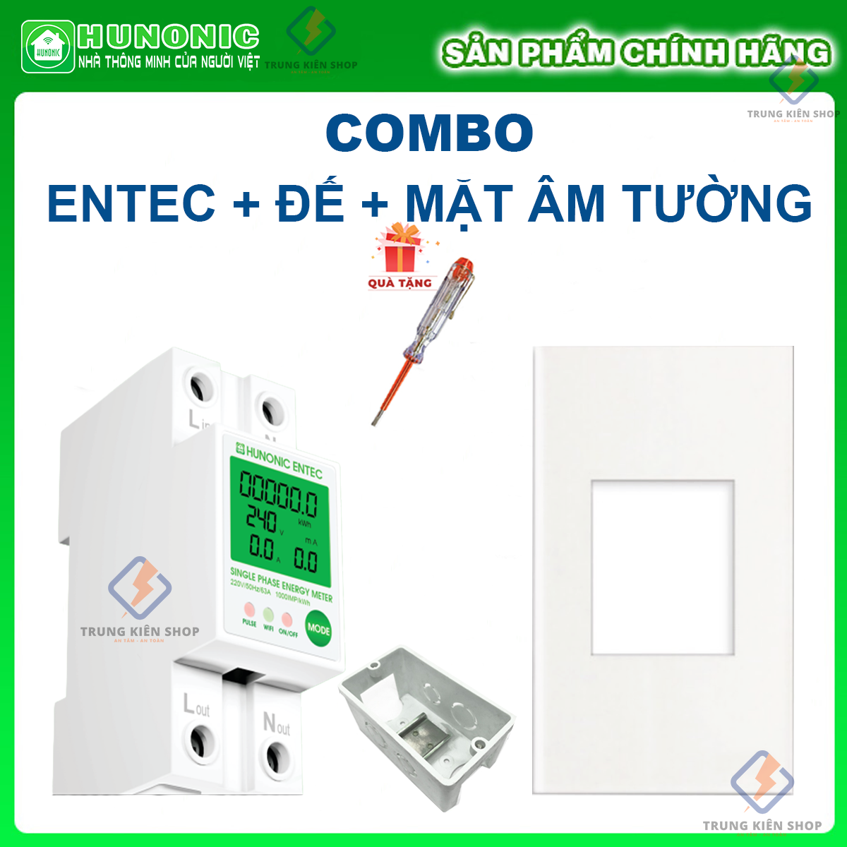 [CÓ VAT] Công Tơ Điện Tử Wifi Hunonic Entec, Entec Pro, Đóng Cắt, Theo Dõi, Đo Điện Năng Tiêu ...
