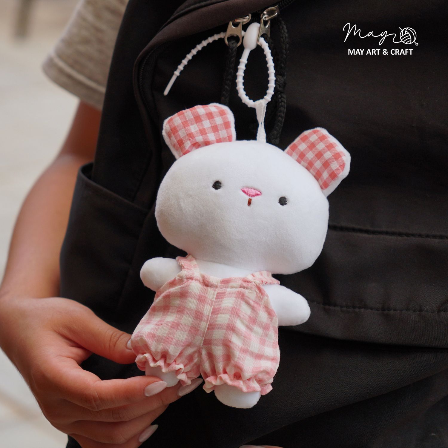 (tặng móc khoá silicon) Thú bông mini thỏ hồng, mèo hồng, chuột hồng ...