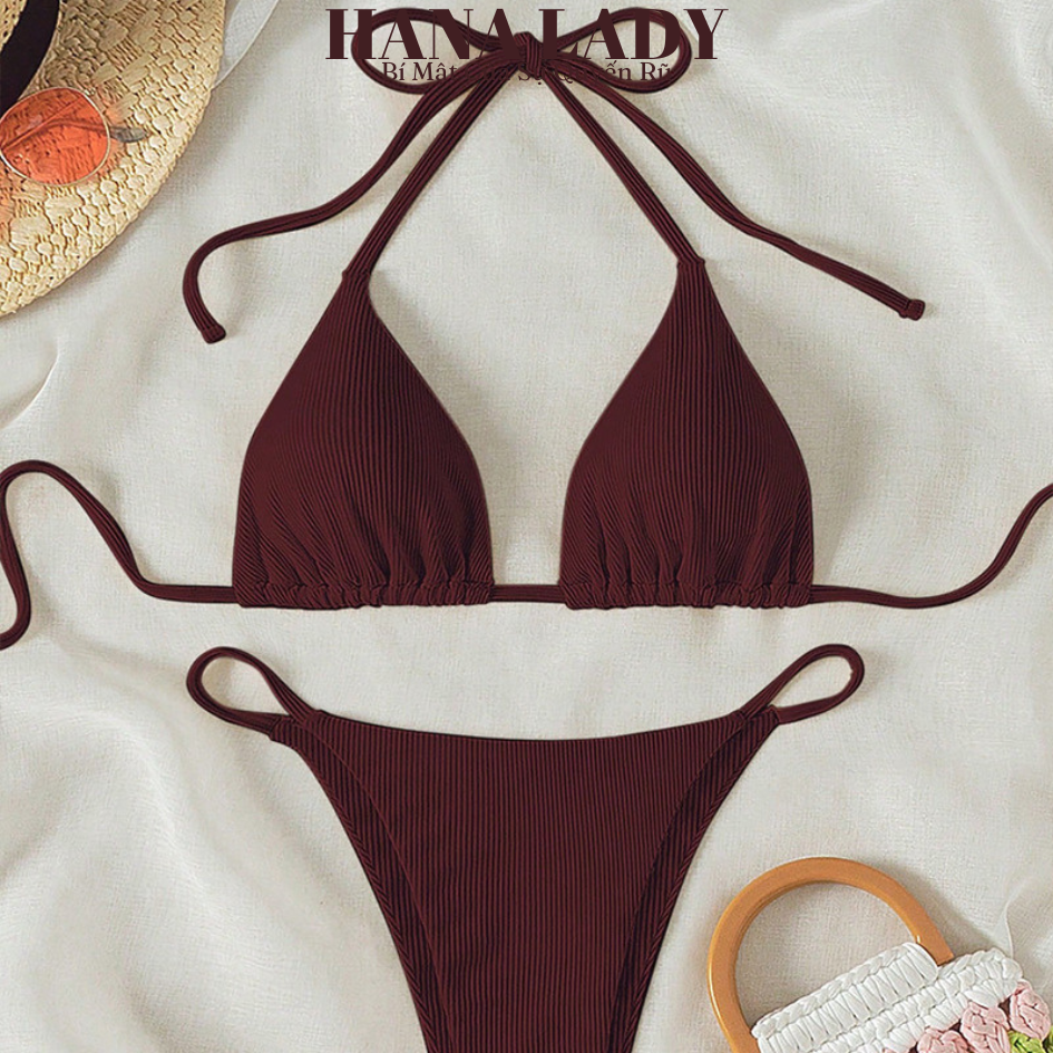 Bikini Đi Biển Cho Nữ - Đồ Tắm, Đồ Bơi Gân Trơn 2 Mảnh Sexy Nhiều Màu BN176 | Shopee Việt Nam