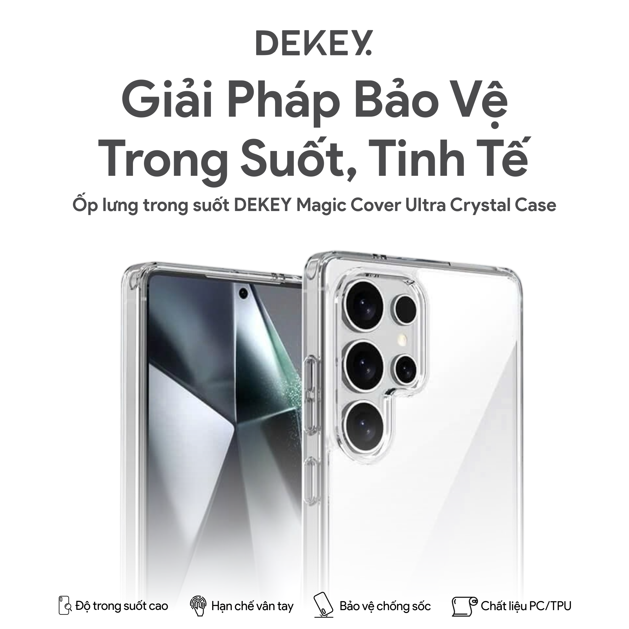 Ốp Lưng DEKEY Samsung S24Ultra S25Ultra Chất Liệu Nhựa Dẻo Trong Suốt ...