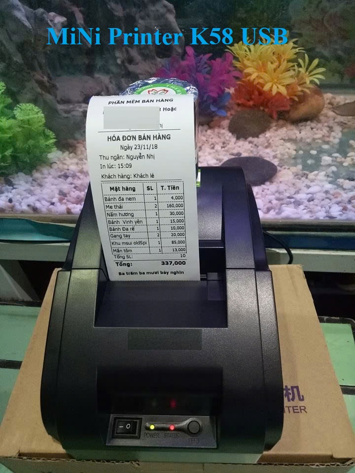Máy in hóa đơn, in bill siêu thị nhà hàng MiNi Printer K58 bản USB dành ...