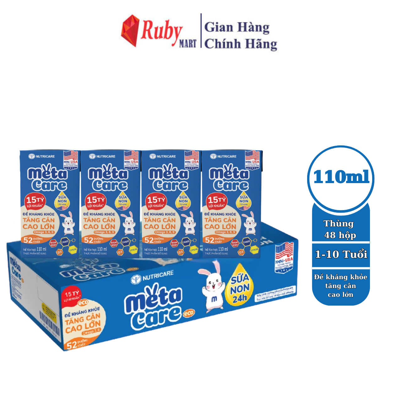 Sữa bột pha sẵn Metacare Eco 110ml Nutricare cho bé đề kháng khỏe, tăng ...