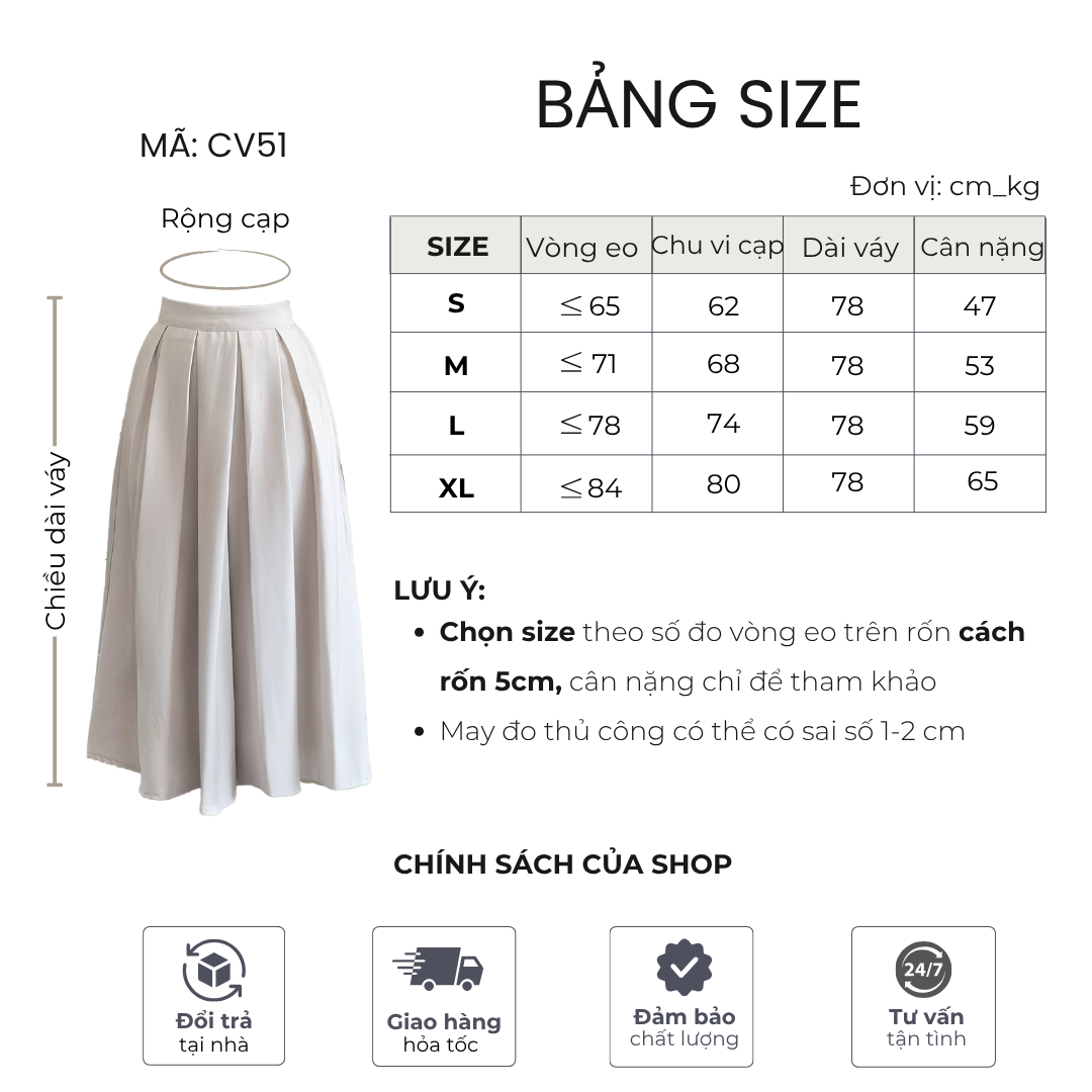 Chân váy xòe xếp ly dáng dài Mely Fashion dài qua gối che bụng tôn dáng ...