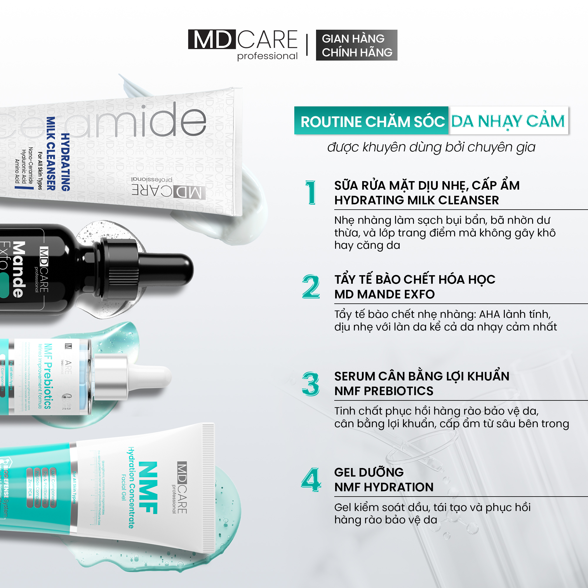[CHÍNH HÃNG] Gel Kiểm Soát Dầu, Tái Tạo Và Phục Hồi Hàng Rào Bảo Vệ Da MD CARE NMF Hydration ...