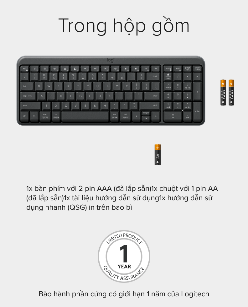 Combo Bàn phím & chuột không dây Bluetooth Logitech MK250 - dễ kết nối, thiết lập, thiết kế nhỏ ...