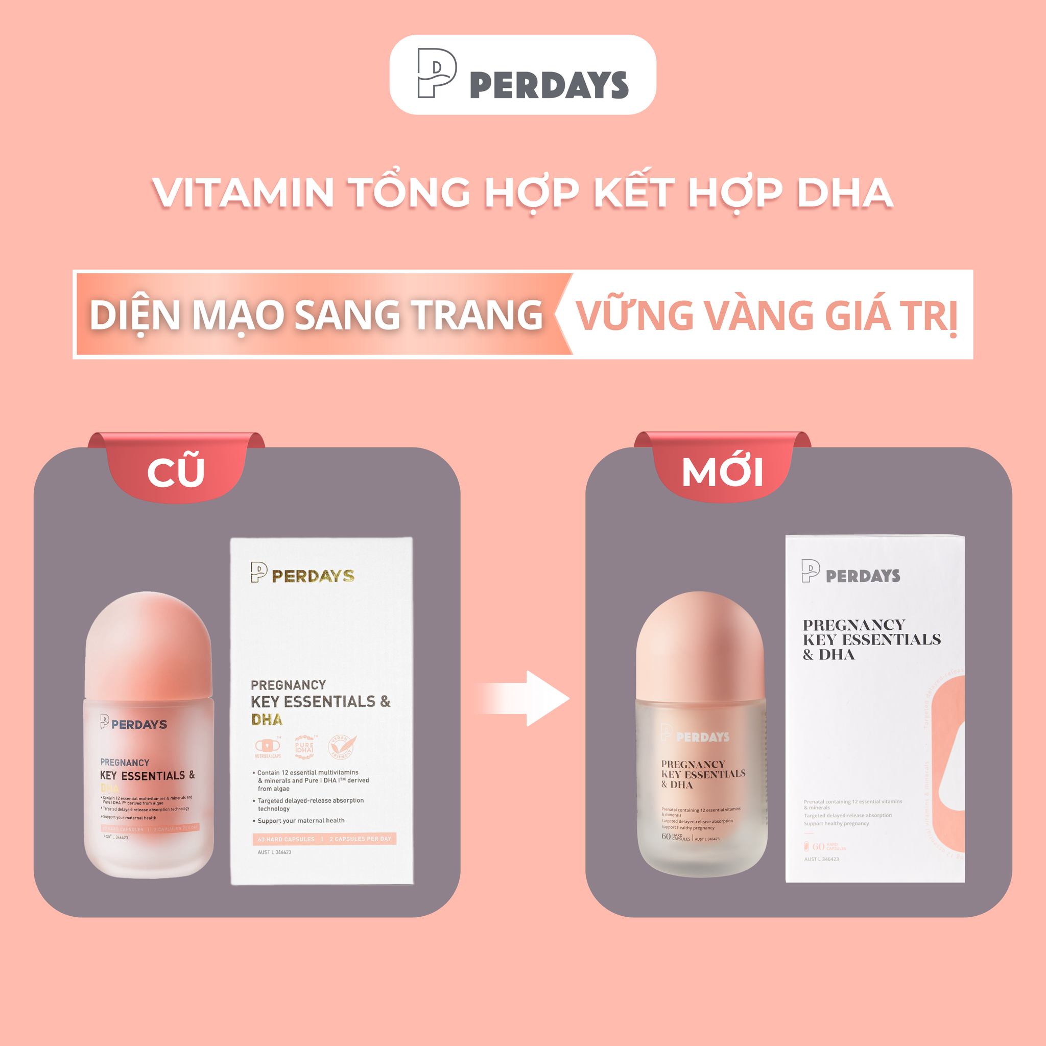 Vitamin Tổng Hợp, Khoáng Chất & DHA Cho Mẹ Bầu | PERDAYS Pregnancy Key Essentials & DHA | Lọ 60 ...