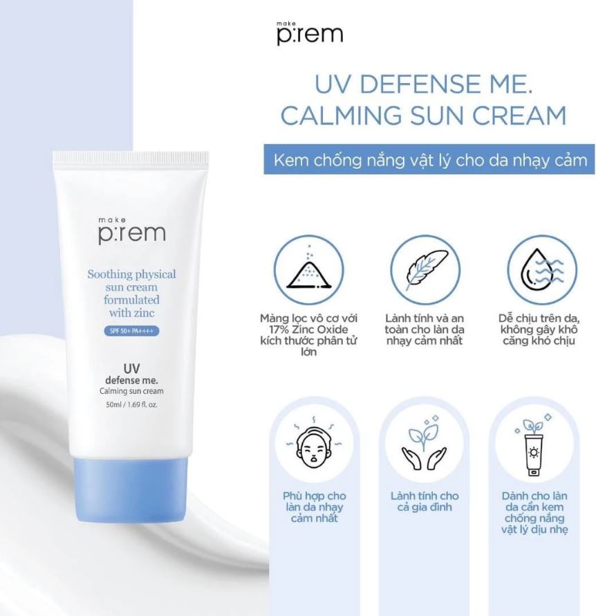 Kem Chống Nắng Vật Lý Make Prem UV Sun Cream Make P:rem SPF 50+ PA++++ 50ml | Shopee Việt Nam